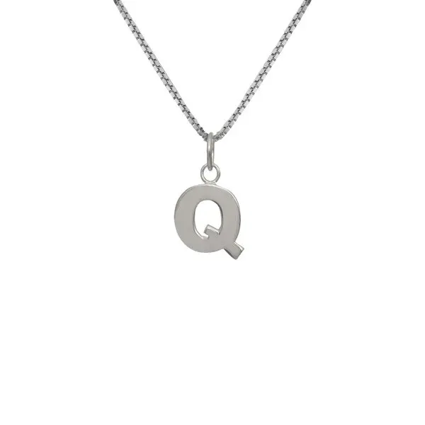 EDGE ONLY Letter Pendant "q" Initial Necklace Sterling - Silver
