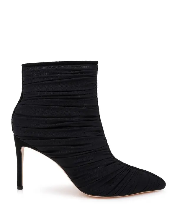 L'Agence Fulton Ruched Ankle Boots - Black Mesh