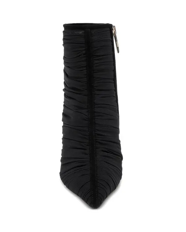L'Agence Fulton Ruched Ankle Boots - Black Mesh