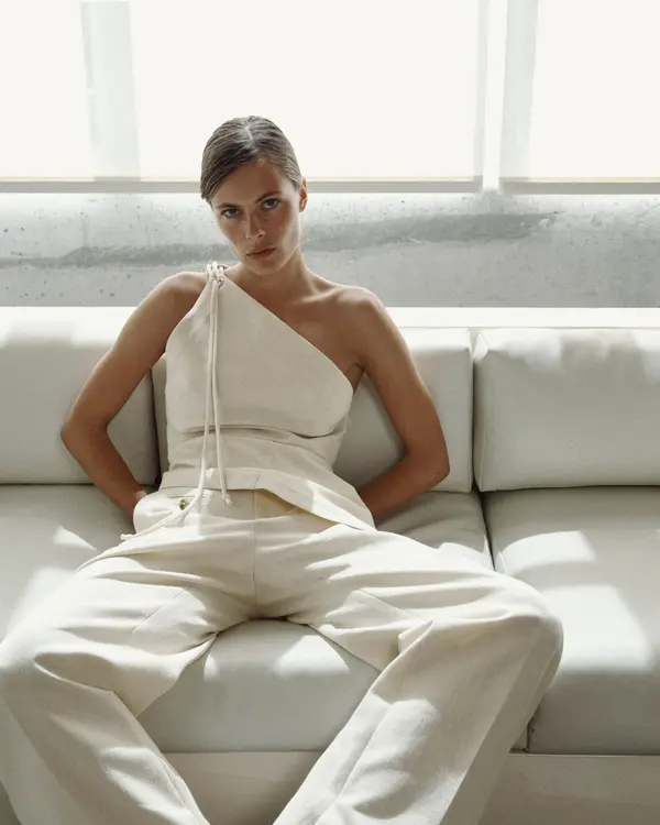 Helmut Lang Asymmetric Sailor Top - Neutral
