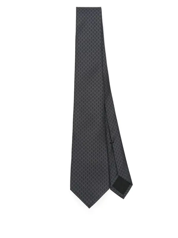 Gucci Gg Jacquard Silk Tie - Grey