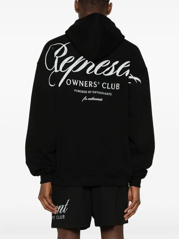 REPRESENT Owners Club Script Hoodie With Logo Detail