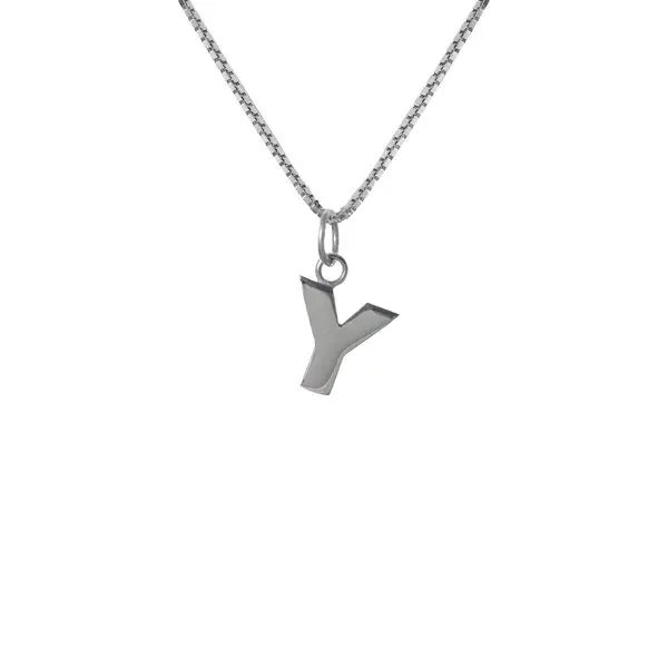 EDGE ONLY Letter Pendant "y" Initial Necklace Sterling - Silver