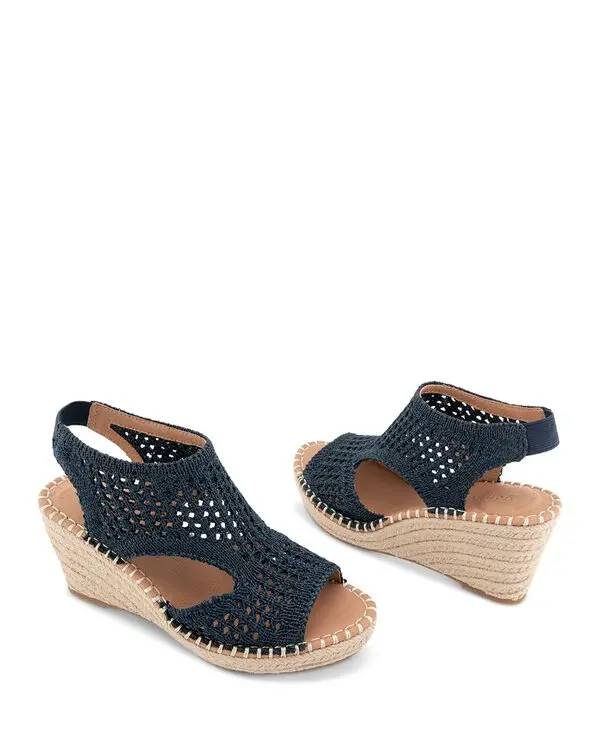 KENNETH COLE Cody Raffia Knit Espadrille Sandals - Navy Knit