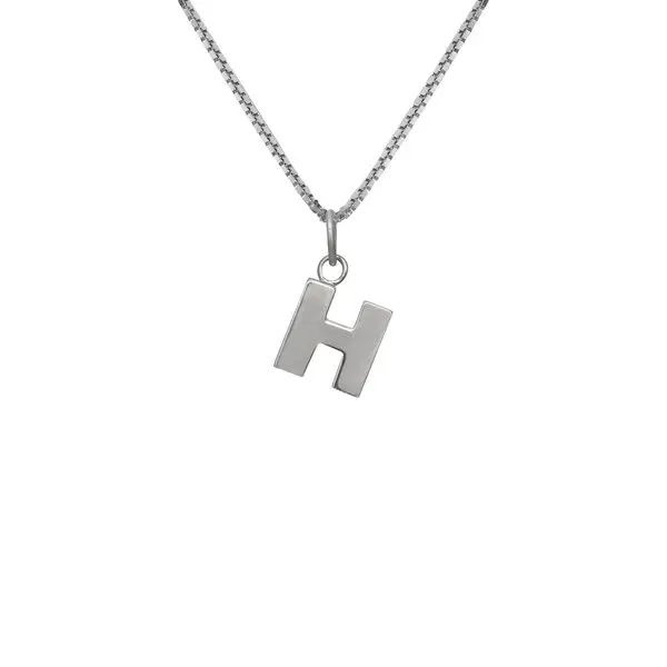 EDGE ONLY Letter Pendant "h" Initial Necklace Sterling - Silver