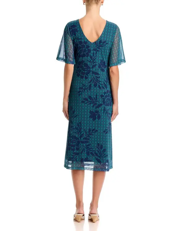 Johnny Was Double V-neck Mesh Midi Dress