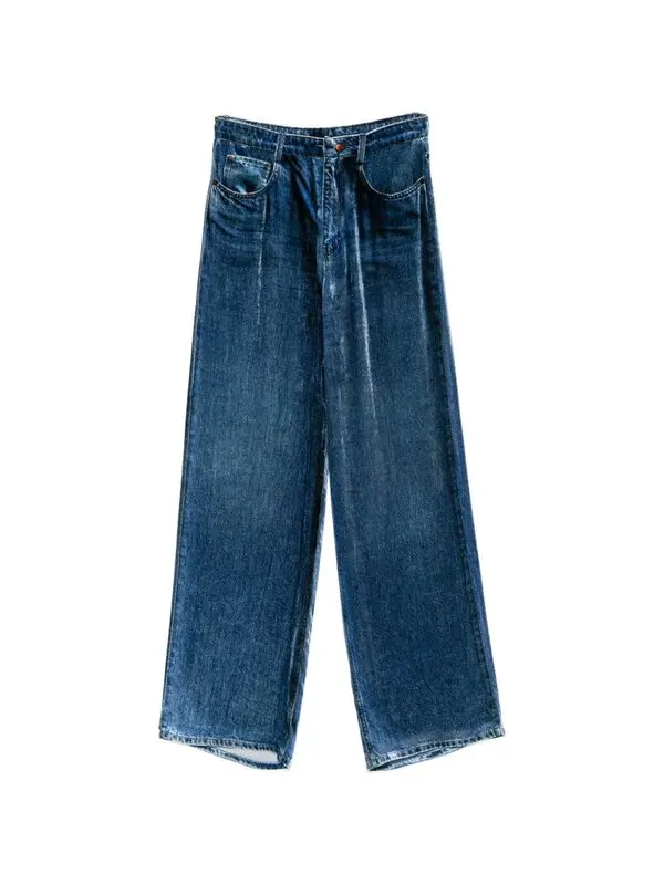 PIERRE-LOUIS MASCIA Denim Print Wide-leg Trousers - Blue