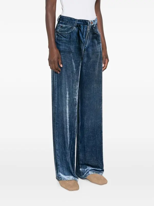 PIERRE-LOUIS MASCIA Denim Print Wide-leg Trousers