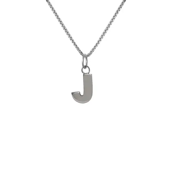 EDGE ONLY Letter Pendant "j" Initial Necklace Sterling - Silver