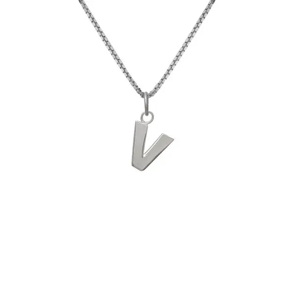 EDGE ONLY Letter Pendant "v" Initial Necklace Sterling - Silver