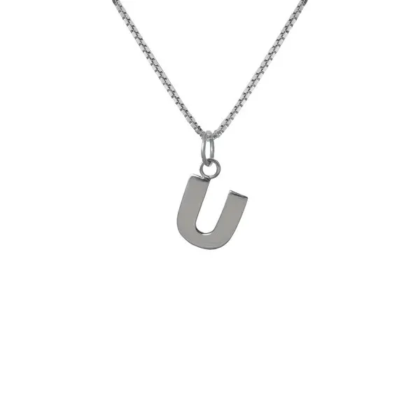 EDGE ONLY Letter Pendant "u" Initial Necklace Sterling - Silver