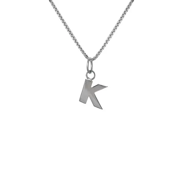 EDGE ONLY Letter Pendant "k" Initial Necklace Sterling - Silver