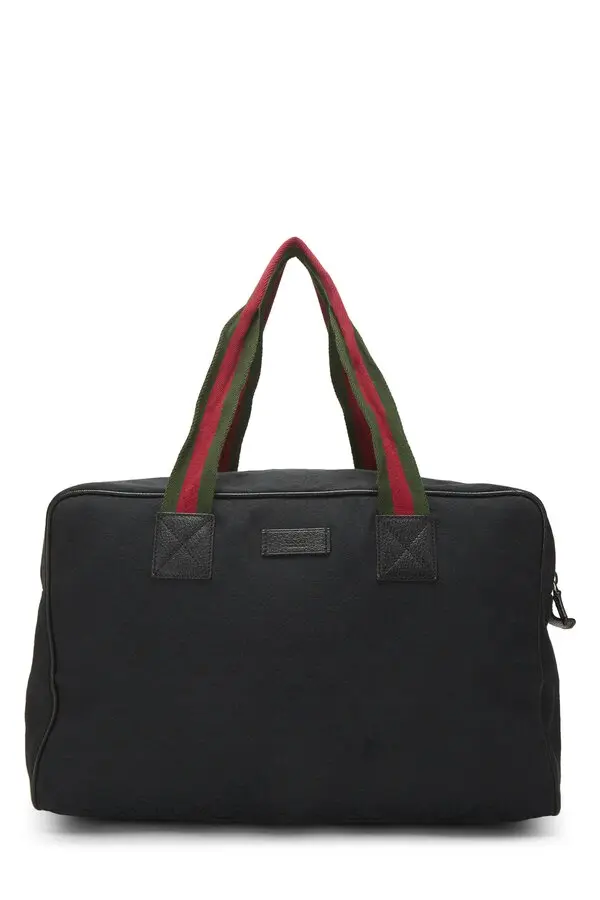 Gucci Gg Canvas Soft Web Carry On Duffle - Black