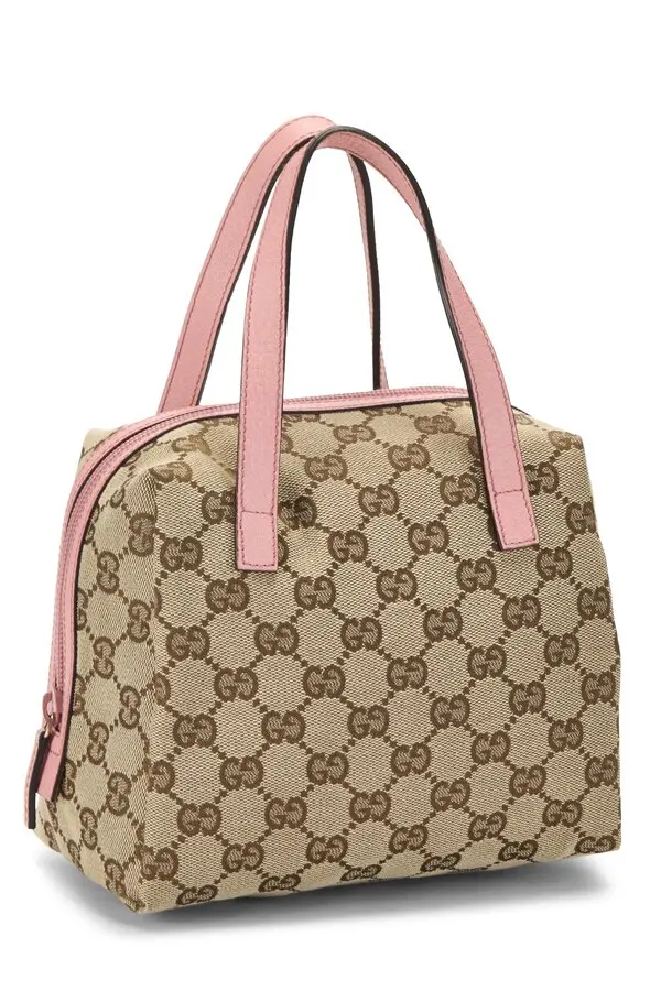 Gucci Original Gg Canvas Tofu Bag With Leather Trim