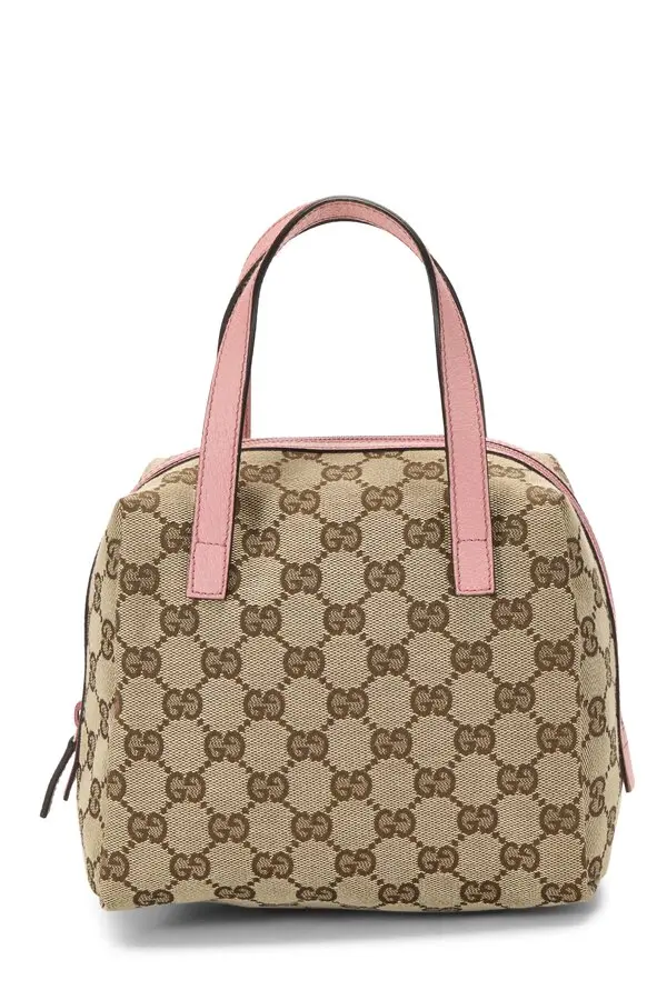 Gucci Original Gg Canvas Tofu Bag With Leather Trim
