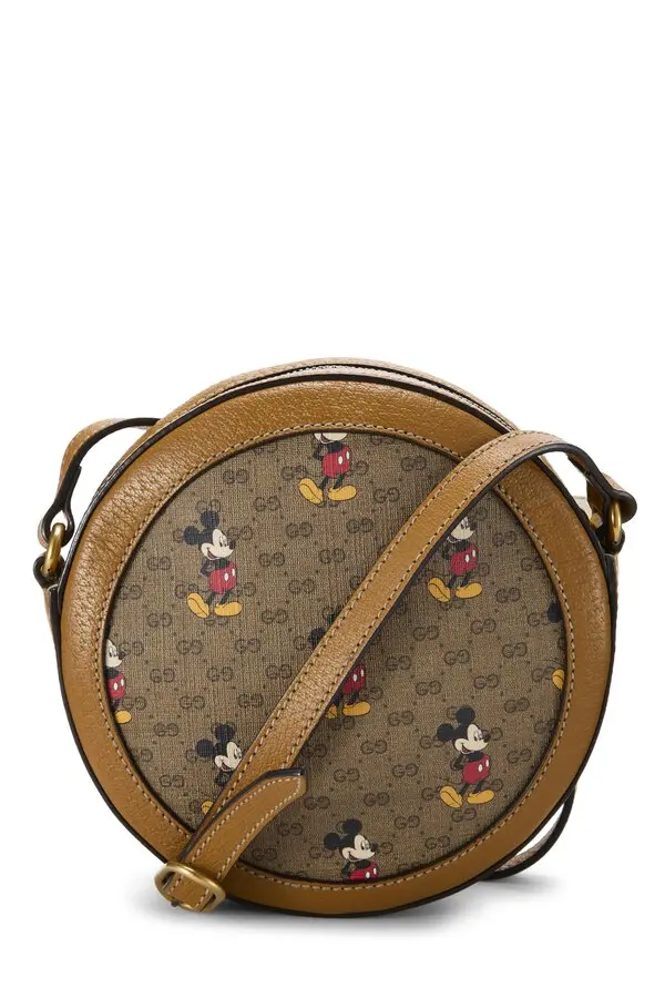 Gucci Gg Supreme Mickey Mouse Round Crossbody Bag