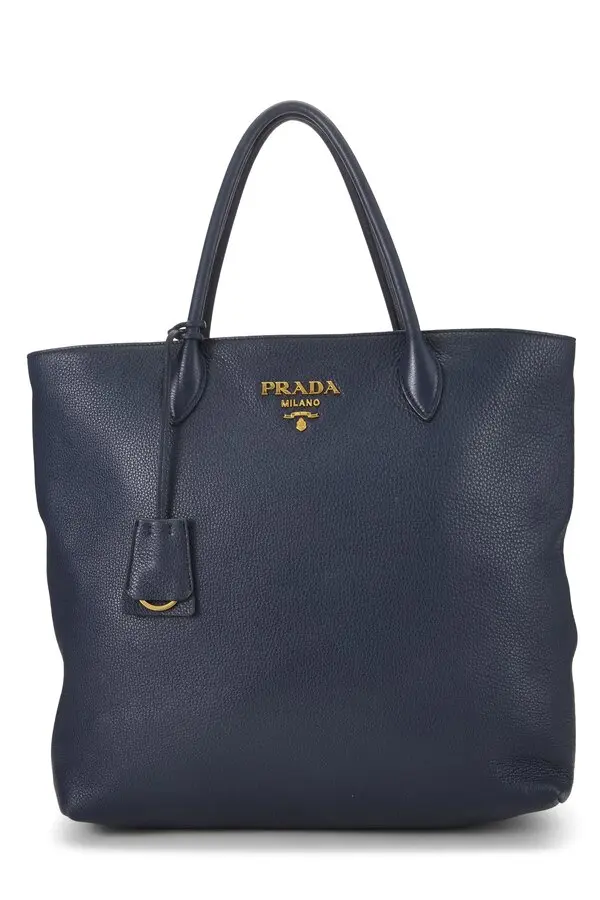 Prada Vitello Daino Convertible Tote - Navy