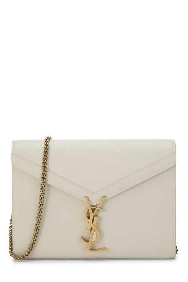Saint Laurent Grainy Cassandra Wallet On Chain - White