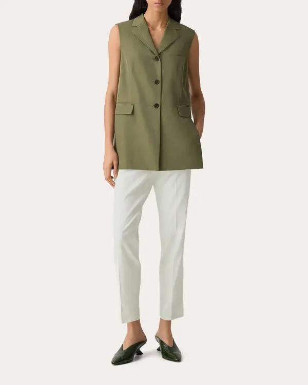 Theory Washed Twill Vented Vest - Green