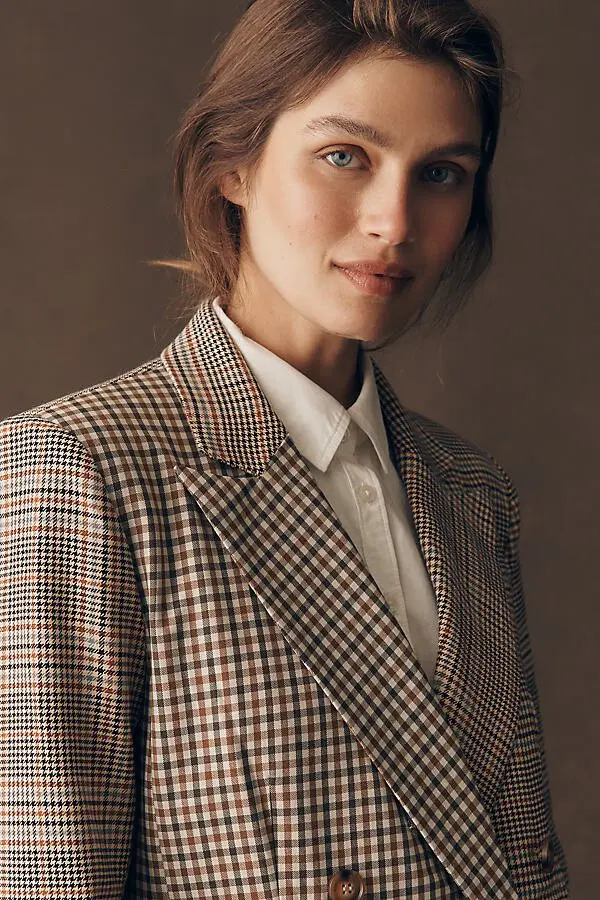 Maeve Double-breasted Checked Blazer