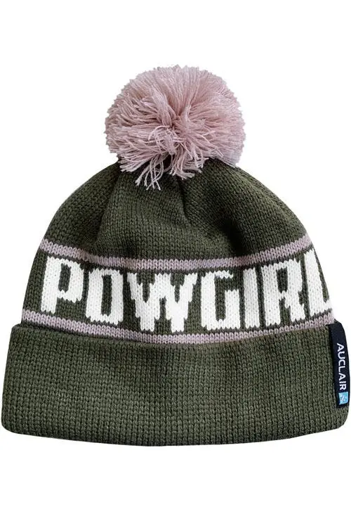 AUCLAIR Powgirl Pompom Beanie - Khaki/pink