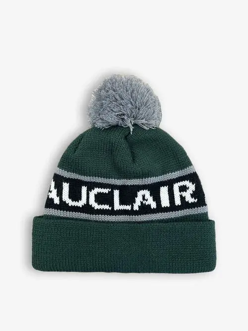 AUCLAIR Acrylic Pompom Beanie - Khaki/grey