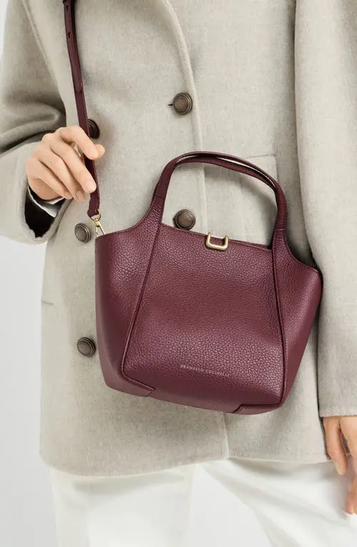 Brunello Cucinelli Sartorial Small Bucket Bag In Soft Grained Leather - Burgundy
