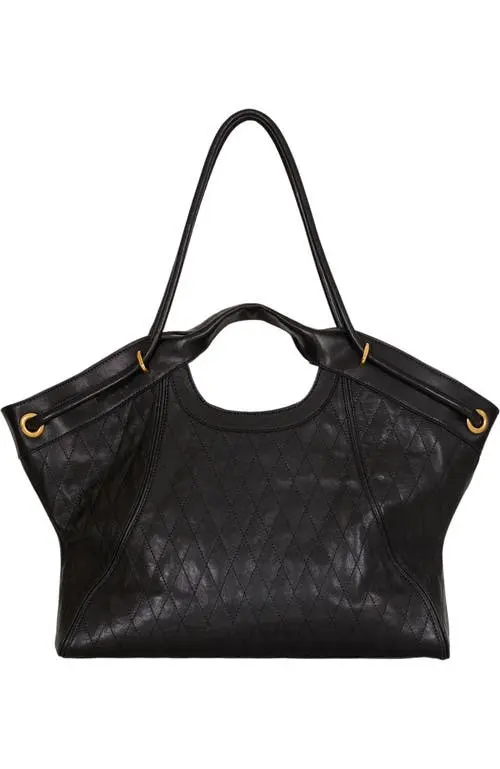 Balmain Large Tote In Topstitched Leather