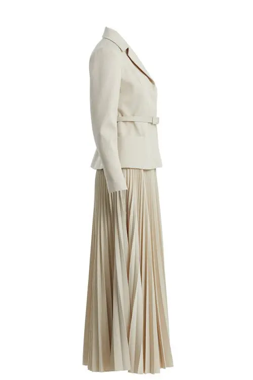 GIZIA Belted Blazer And Pleated Skirt Set