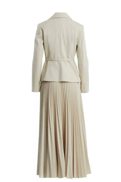 GIZIA Belted Blazer And Pleated Skirt Set
