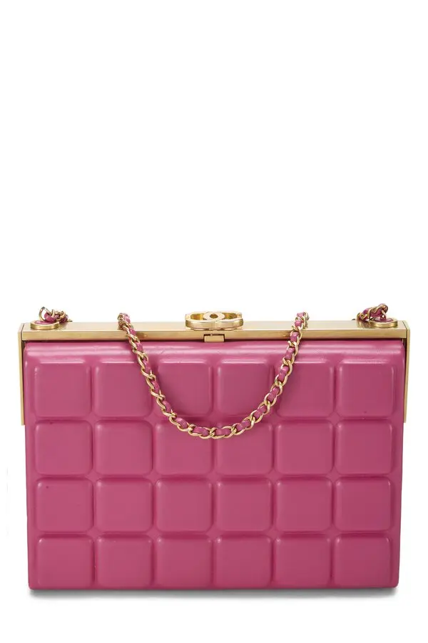 Chanel Lambskin Leather Chocolate Bar Clutch - Pink