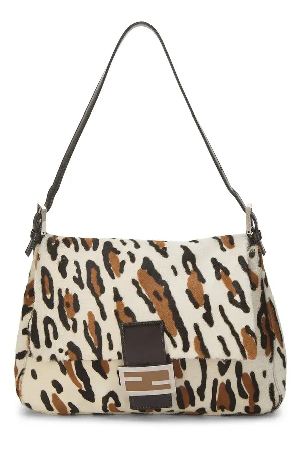 Fendi Leopard Print Pony Hair Shoulder Bag - Multi