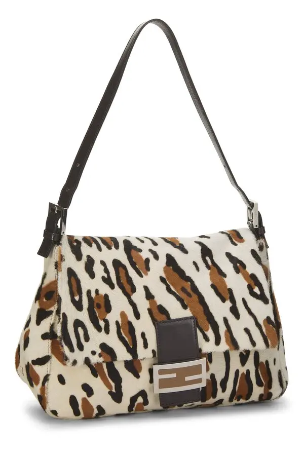 Fendi Leopard Print Pony Hair Shoulder Bag