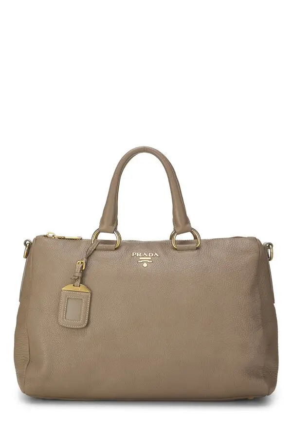 Prada Vitello Daino Boston Bag - Grey