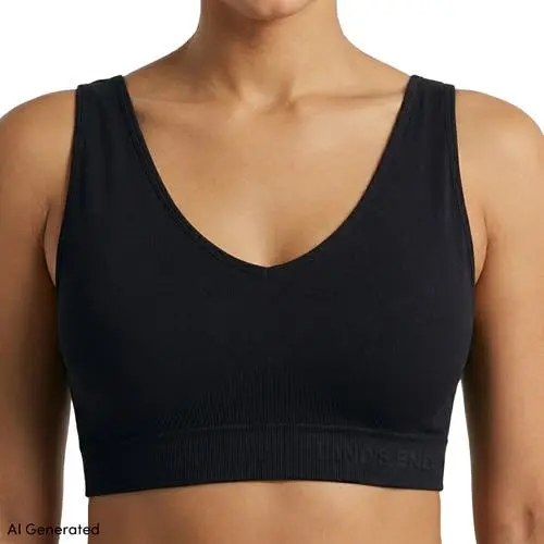 LANDS' END Full Coverage Bra Cotton Comfort Seamless - Black