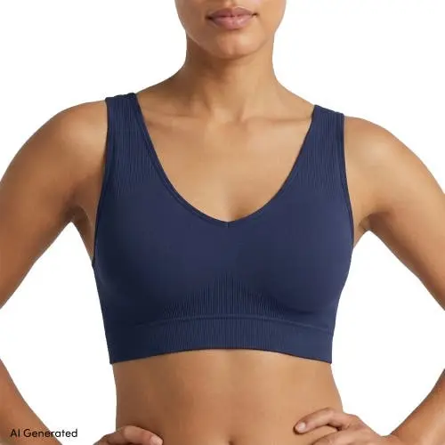 LANDS' END Full Coverage Bra Cotton Comfort Seamless - Navy