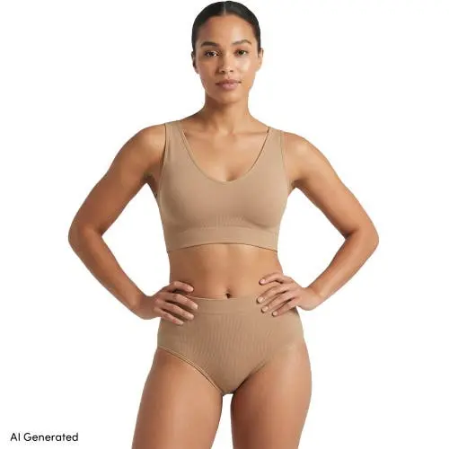 LANDS' END Full Coverage Bra Cotton Comfort Seamless - Nude