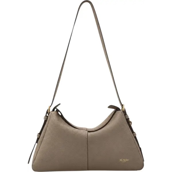 MI BOLSA LONDON Madolyn Genuine Pebble Leather Shoulder Bag - Grey