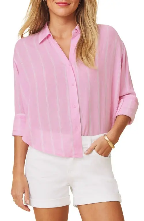 Splendid Jaylei Stripe Modal Button-up Top - Blush Pink/multi
