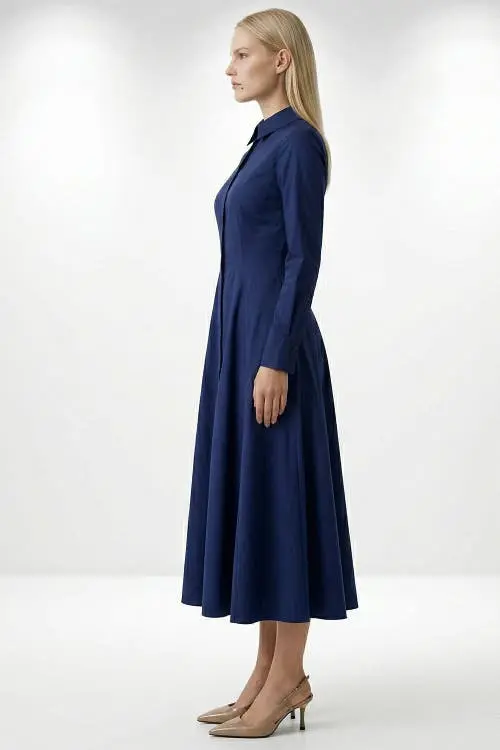 EXQUISE Fanetta Fitted Midi Shirt Dress