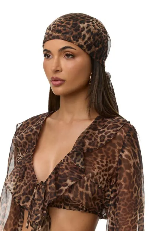 Naked Wardrobe Leopard Printed Chiffon Head Scarf - Spotted Leopard