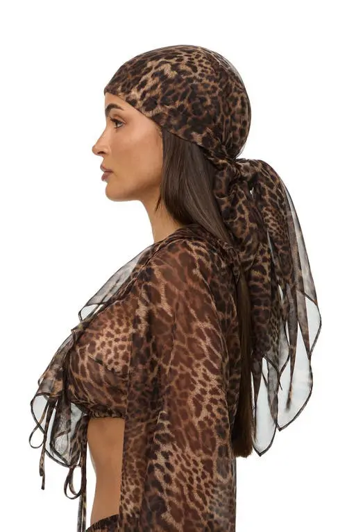 Naked Wardrobe Leopard Printed Chiffon Head Scarf