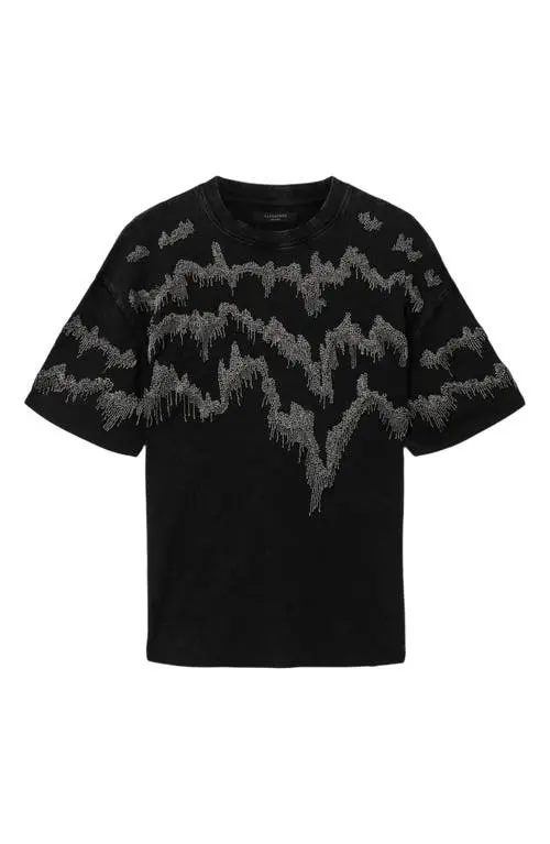 ALLSAINTS Maia Etta Embellished T-shirt - Washed Black