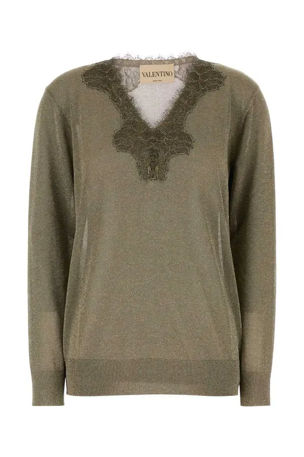 Valentino Garavani Viscose Blend Sweater With Lace Detailing