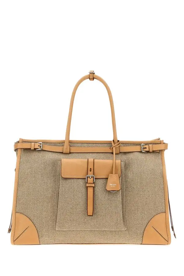 Prada Cappuccino Canvas Bonnie Shopping Bag - Brown