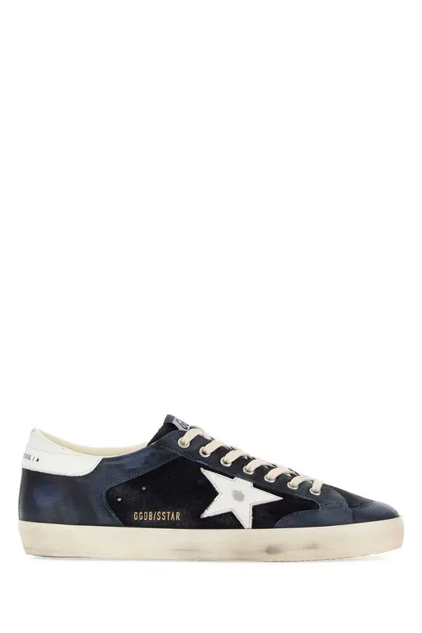 GOLDEN GOOSE Navy Leather And Suede Super Star Sneakers - Blue
