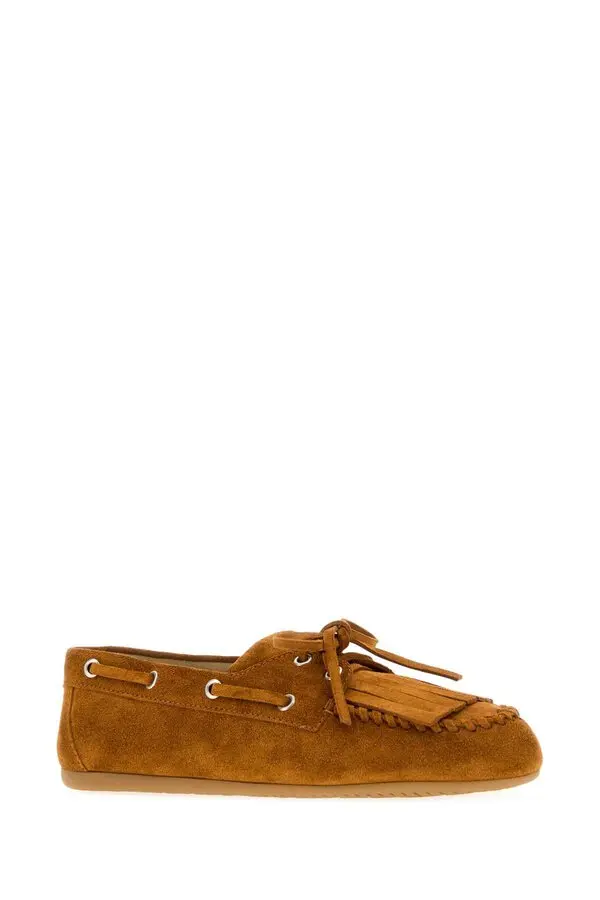 Miu Miu Suede Leather Loafers - Brown