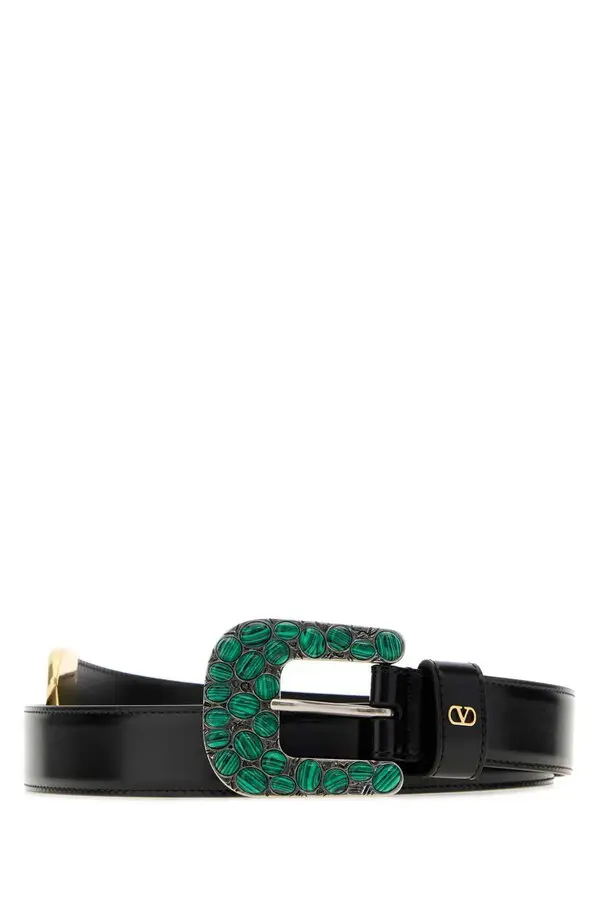 Valentino Garavani Leather Vlogo Signature Belt - Black