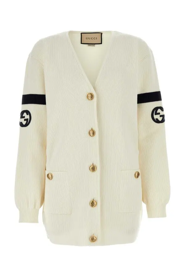 Gucci Ivory Wool Blend Cardigan - White