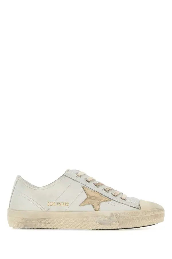 GOLDEN GOOSE White Leather V-star 2 Sneakers - Brown
